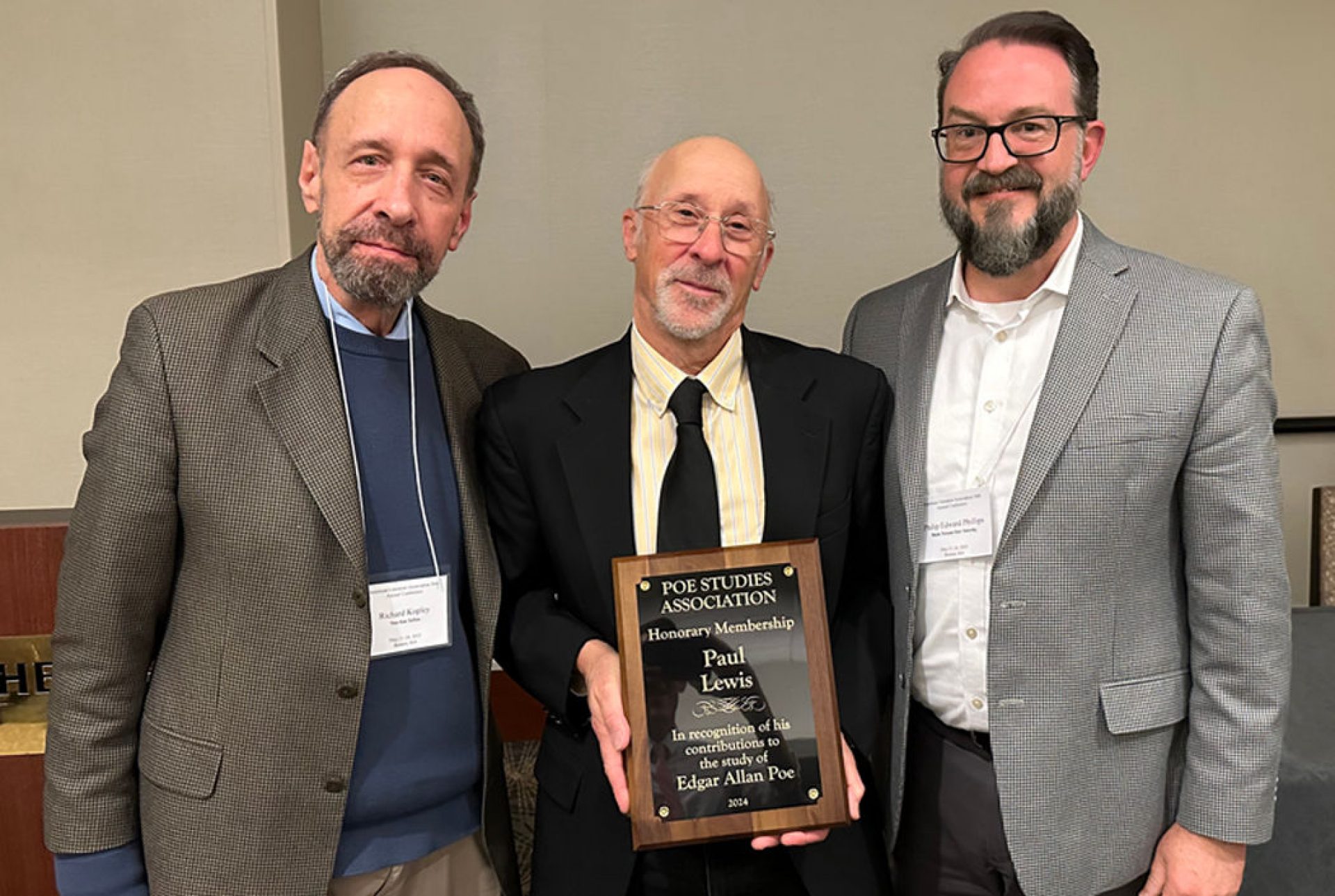 Paul Lewis honored by Poe Studies Association
